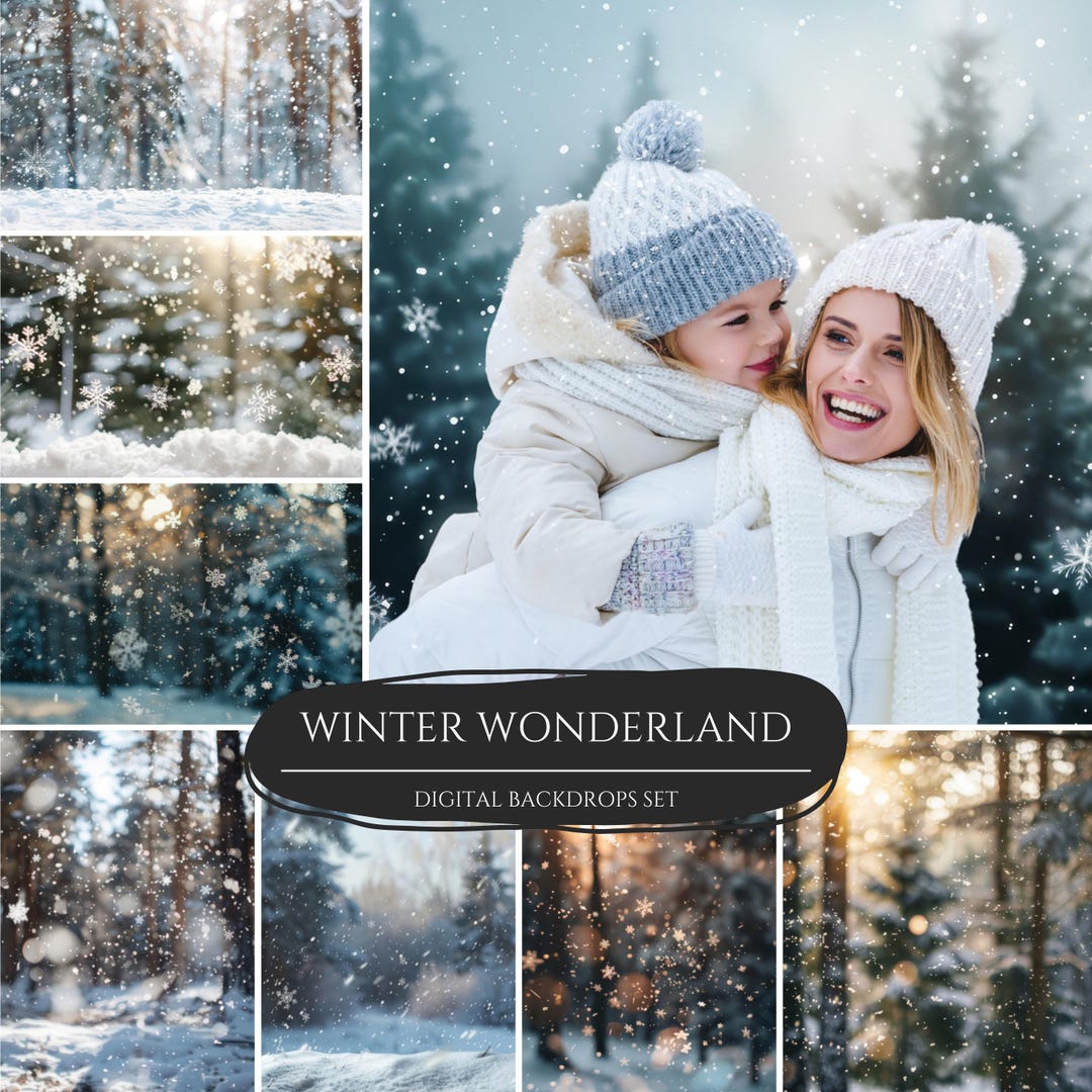 Winter Wonderland Digital Backdrop Overlays for Composite Photography ...