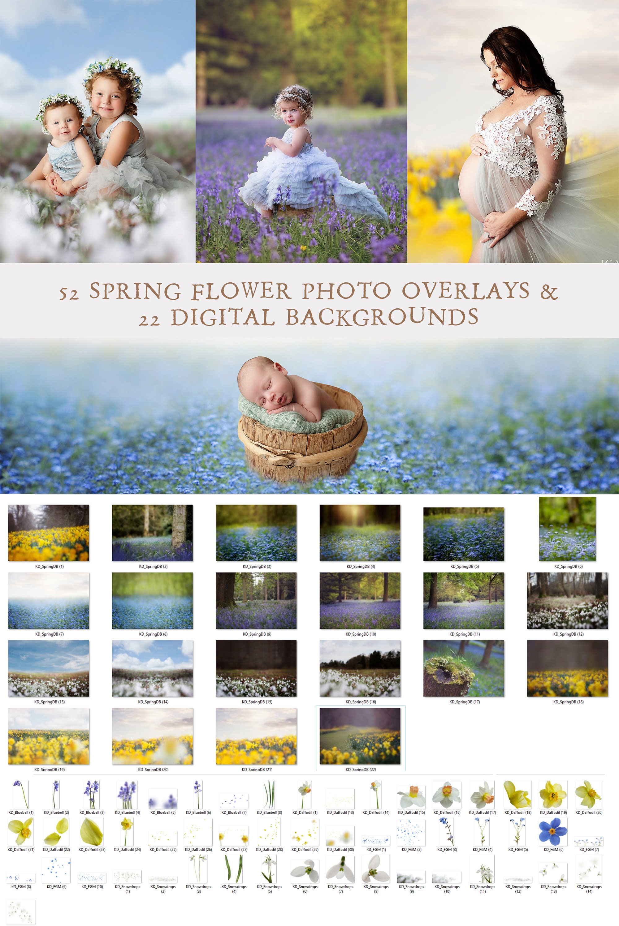 Spring Flowers Photo Overlay Digital Background Floral - Etsy Canada