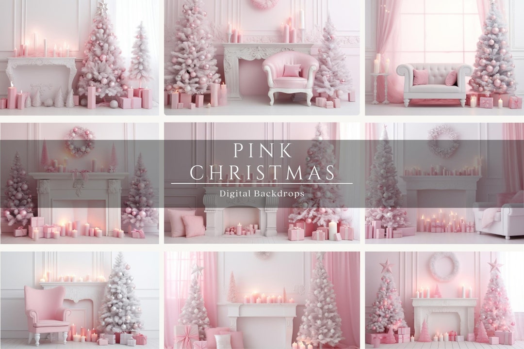 Pink Christmas Digital Backdrops for Composite Photography - Etsy