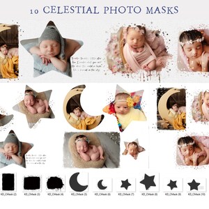 10 Celestial Photo Masks, Portrait Masks, Clipping Masks, Watercolour ...