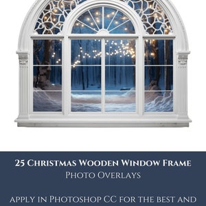 Christmas Window Wooden Frame Photoshop Overlays, Snowy Window, PNG ...