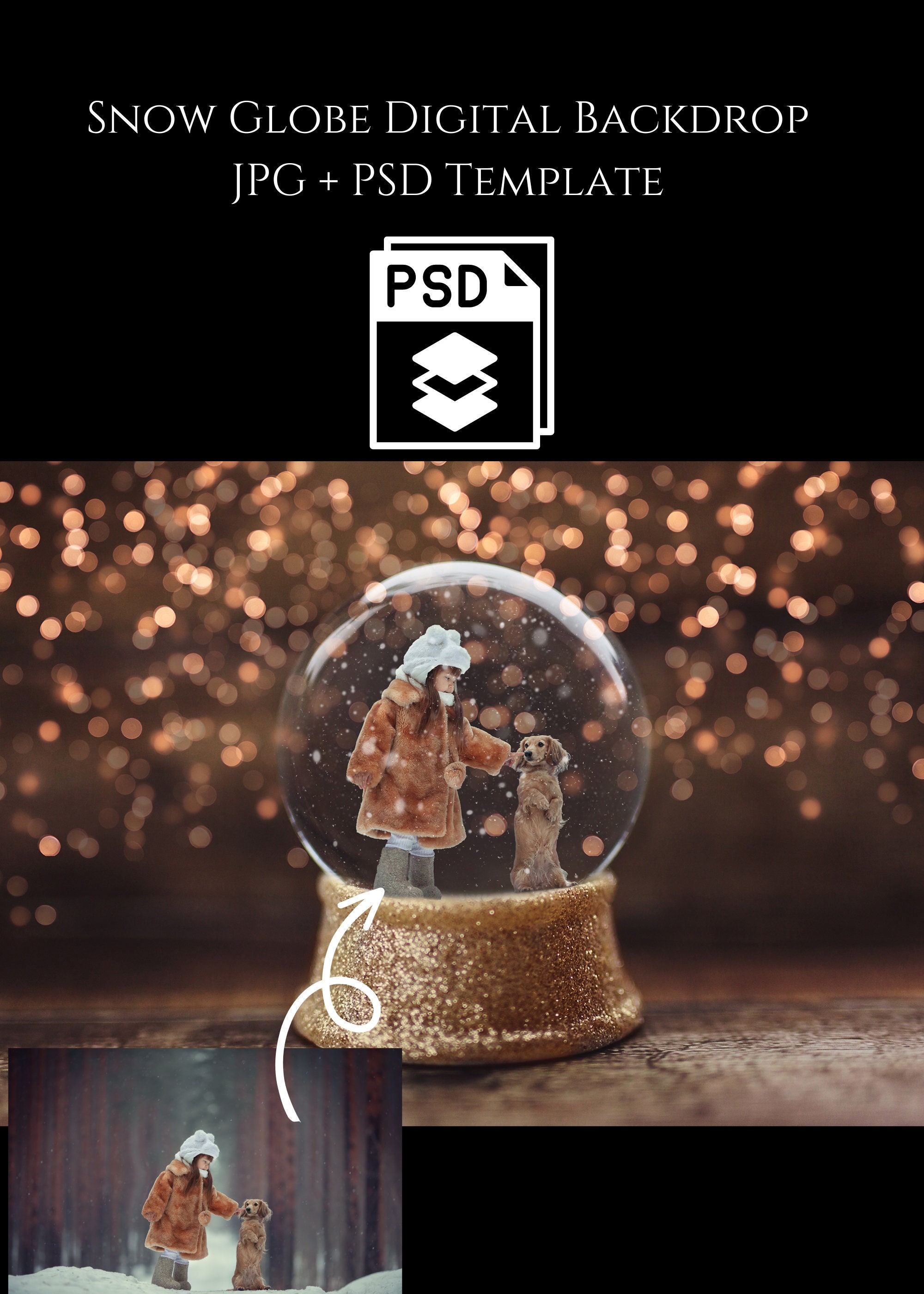 Christmas Snow Globe Digital Backdrop Christmas Backdrop - Etsy