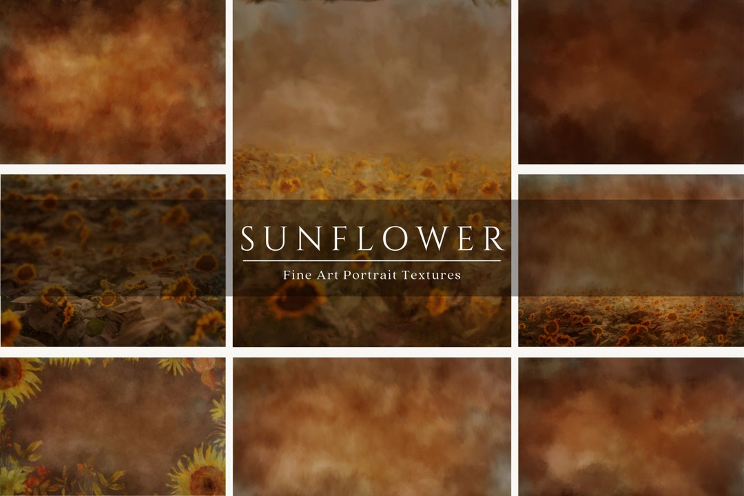 9 Sunflower Fine Art Textures, Flower Background, Photoshop Overlays ...