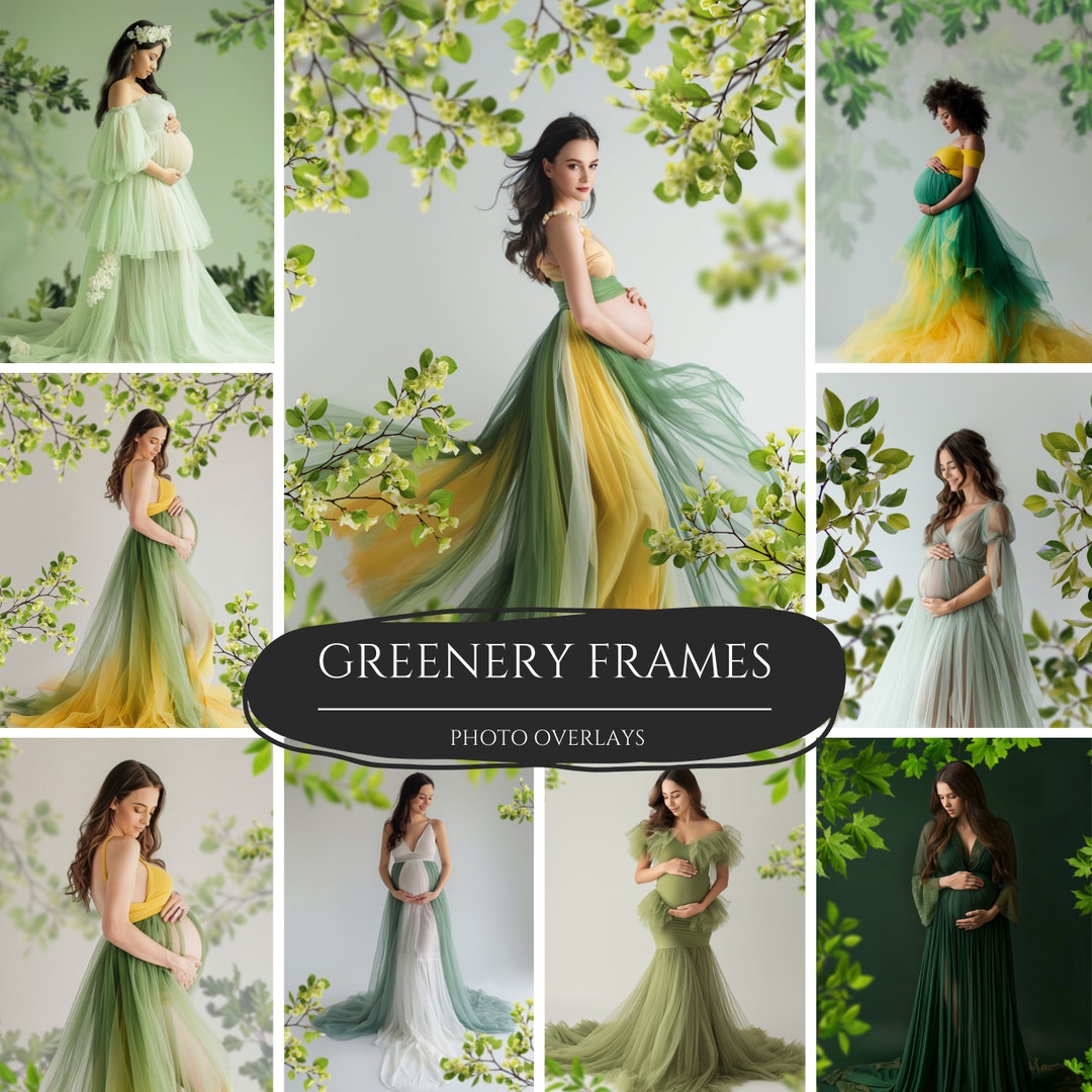Greenery Floral Frame Overlays for Composite Photography, Maternity ...