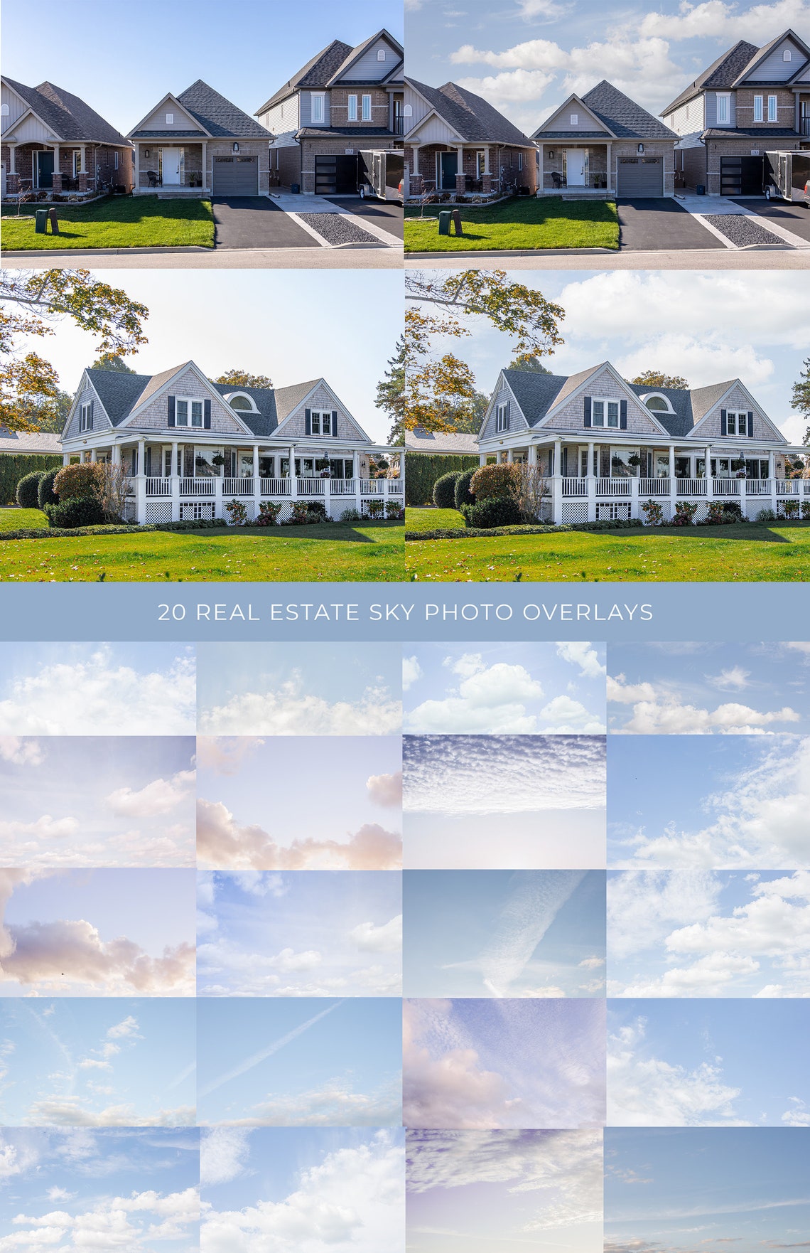 20 Real Estate Sky Photo Overlays Sky Replacement Photoshop - Etsy