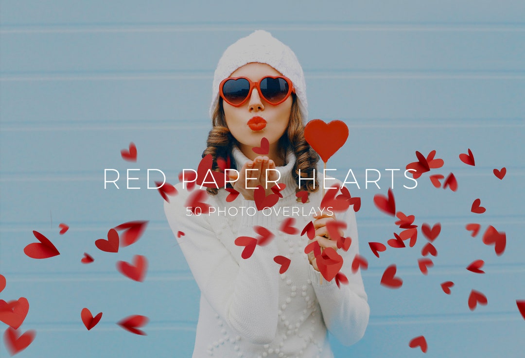 Red Paper Hearts Photo Overlays, Blowing Hearts, Photoshop Overlays ...