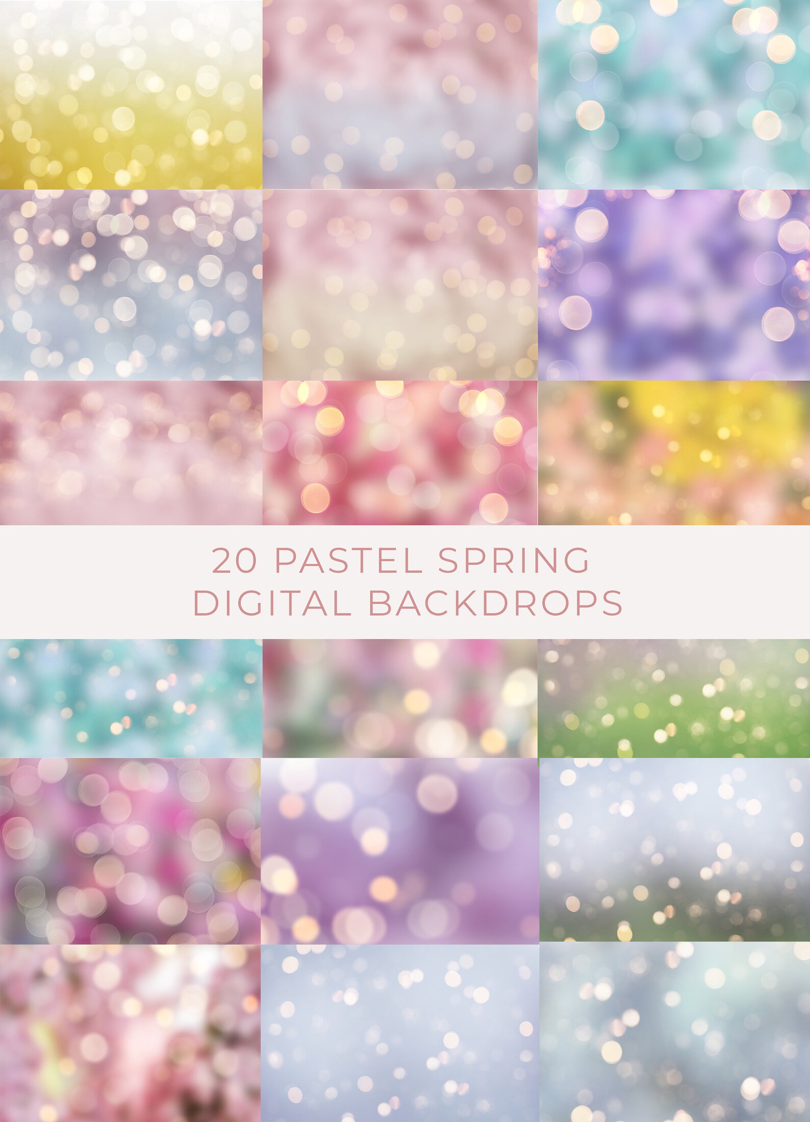 20 Pastel Spring Bokeh Digital Backdrops Spring Photo | Etsy