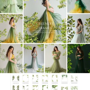 Greenery Floral Frame Overlays for Composite Photography, Maternity ...
