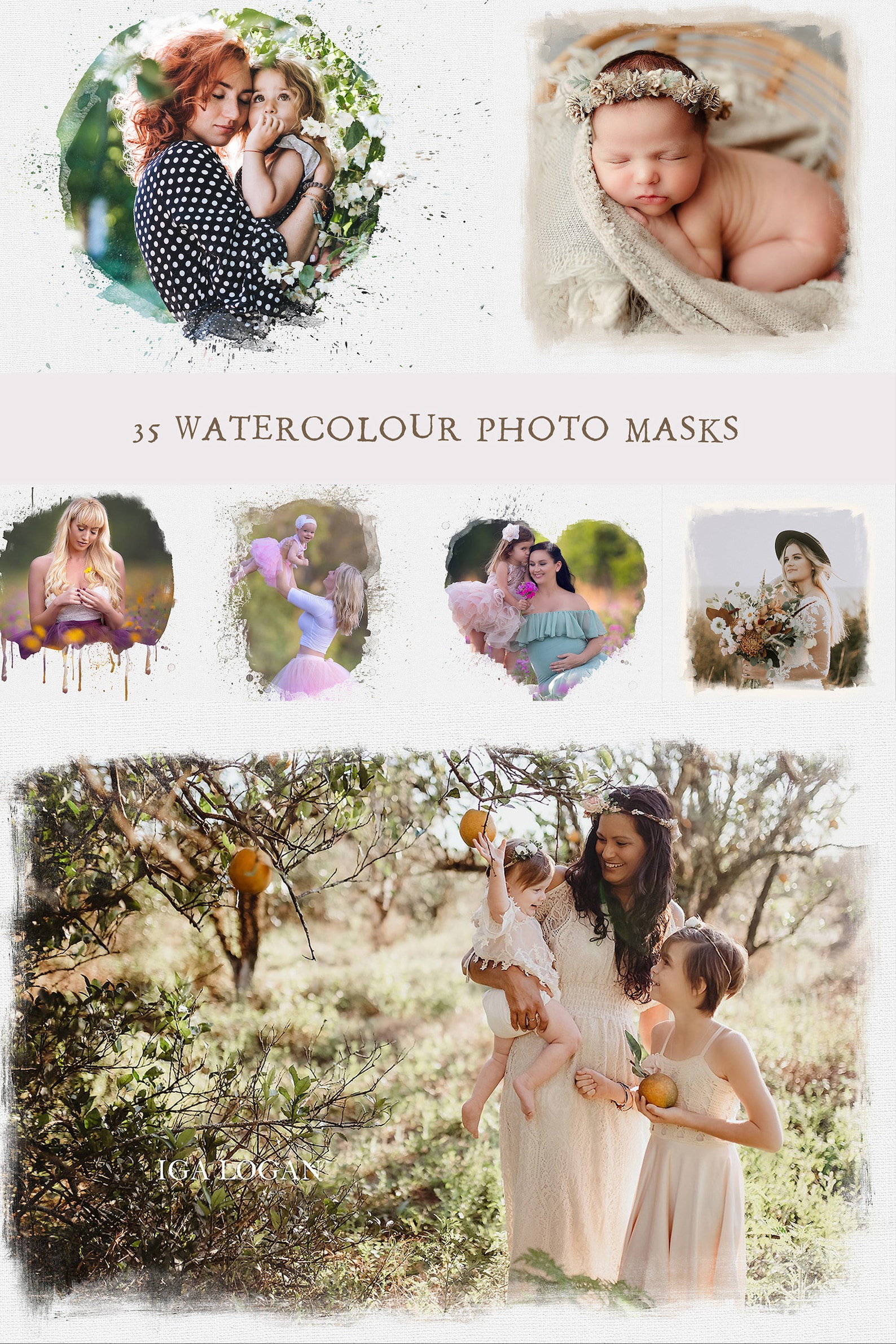 35 Watercolour Portrait Masks Clipping Masks Watercolour - Etsy