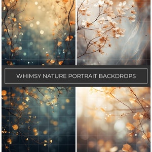 Whimsy Nature Portrait Backdrops, Fall Digital Backdrops, Bokeh ...