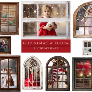 Christmas Window Wooden Frame Photoshop Overlays, Snowy Window, PNG ...