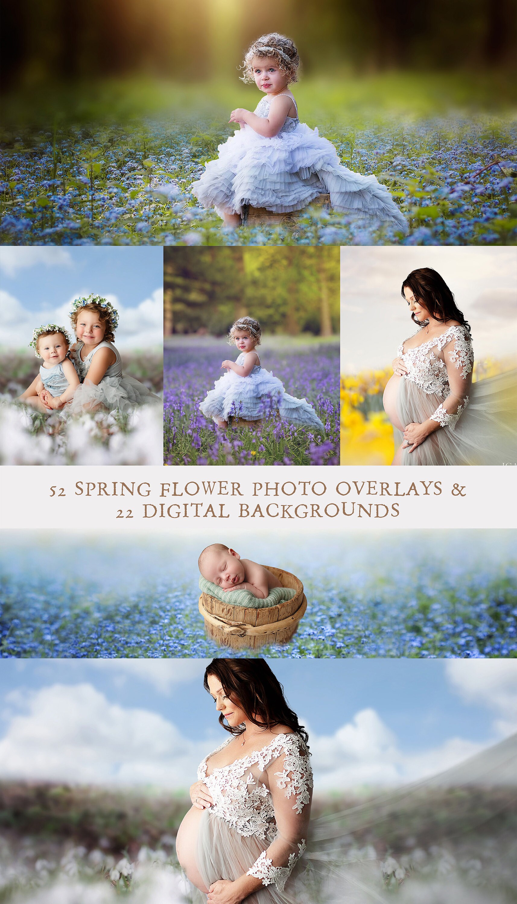 Spring Flowers Photo Overlay Digital Background Floral - Etsy Canada