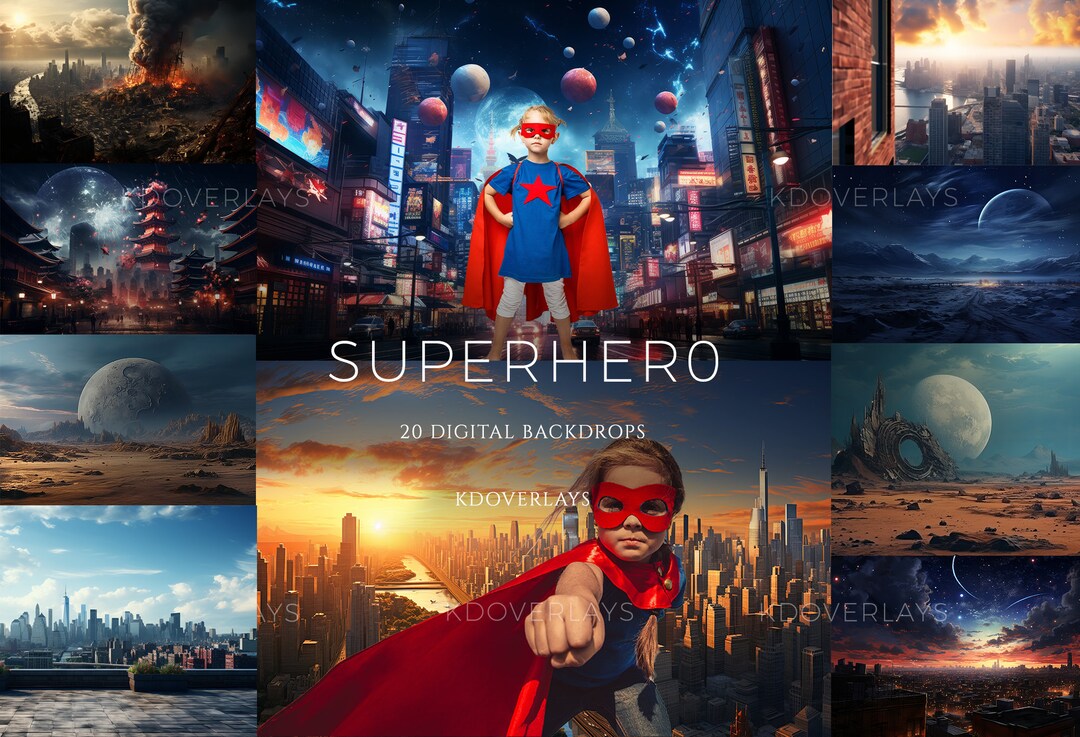 20 Superhero Digital Backdrops Superhero Portraits Photoshop - Etsy