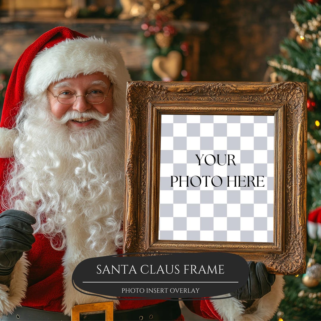 Santa Holding a Photo Frame PNG Insert Christmas Backdrop Overlay ...
