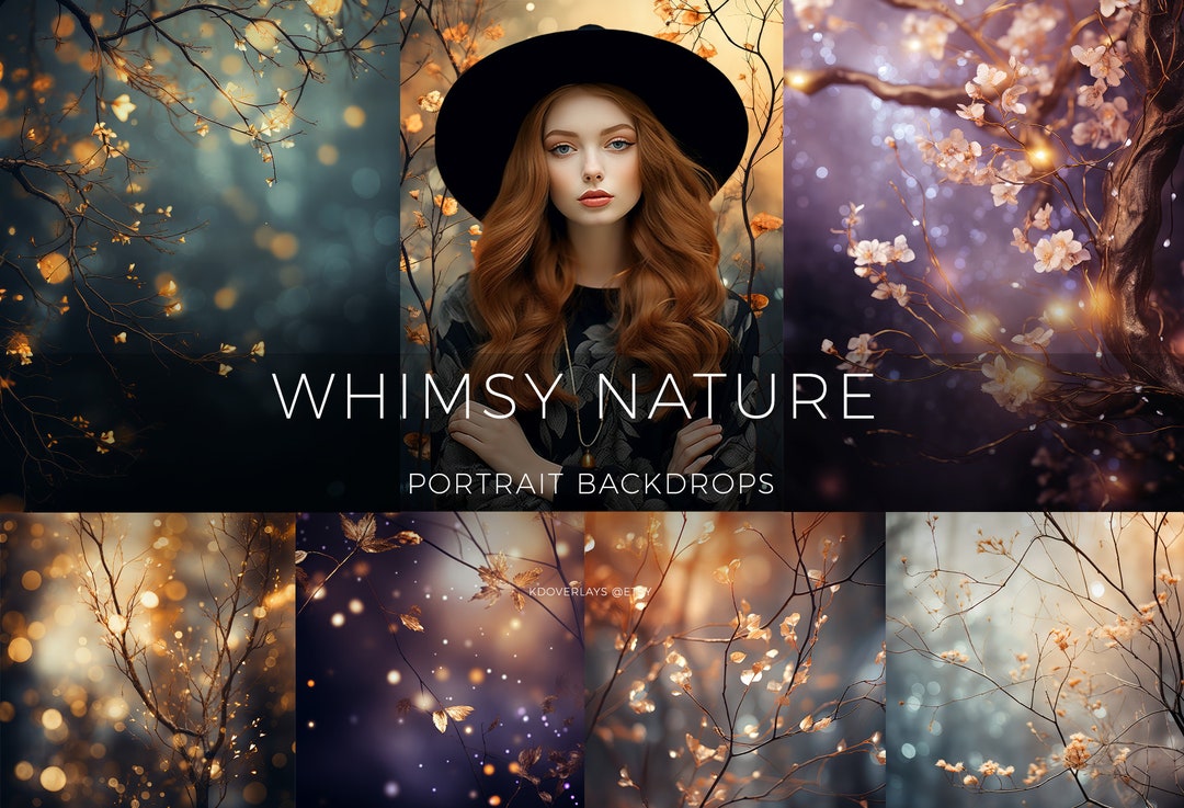 Whimsy Nature Portrait Backdrops, Fall Digital Backdrops, Bokeh ...