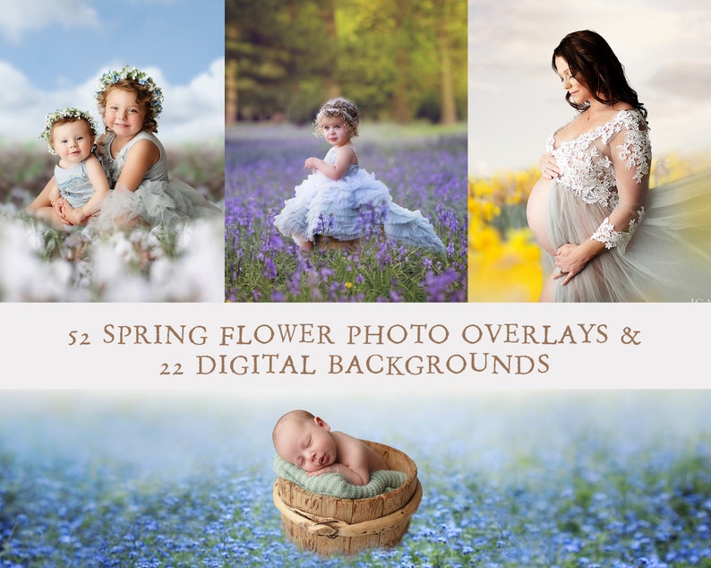 Spring flowers Photo Overlay Digital background Floral | Etsy