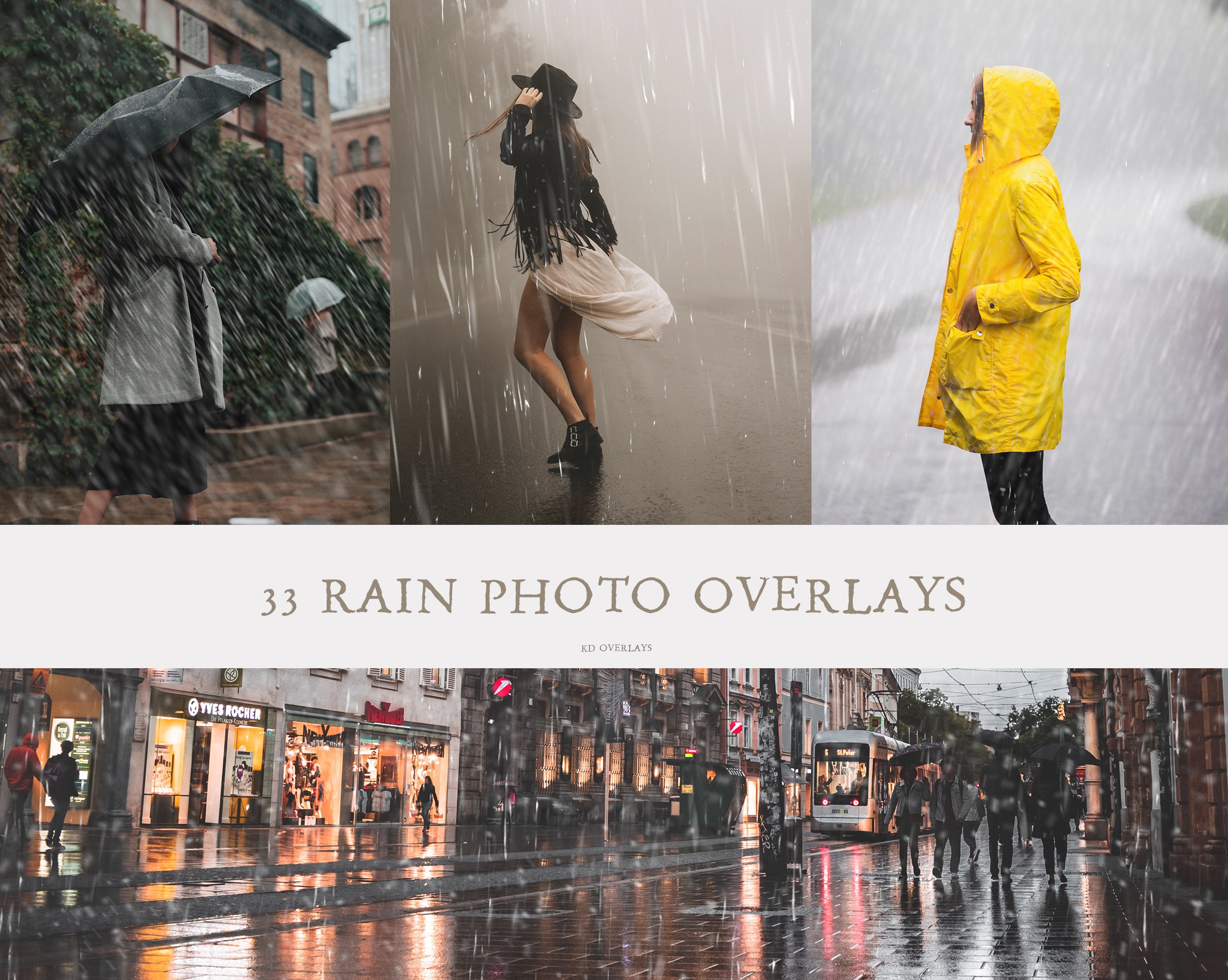 Rain Overlays Photoshop Overlays Falling rain effect | Etsy