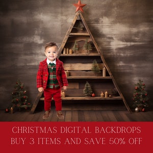 Wooden Christmas Tree Decor Digital Backdrops for Composite Photography ...