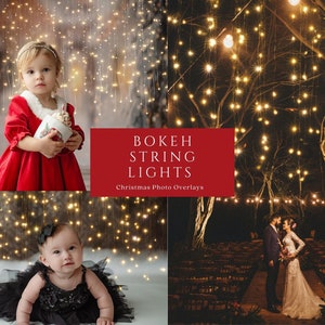 Bokeh String Light Overlays, Christmas Overlays, Fairy Light Photoshop ...