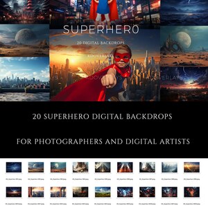 20 Superhero Digital Backdrops Superhero Portraits Photoshop - Etsy