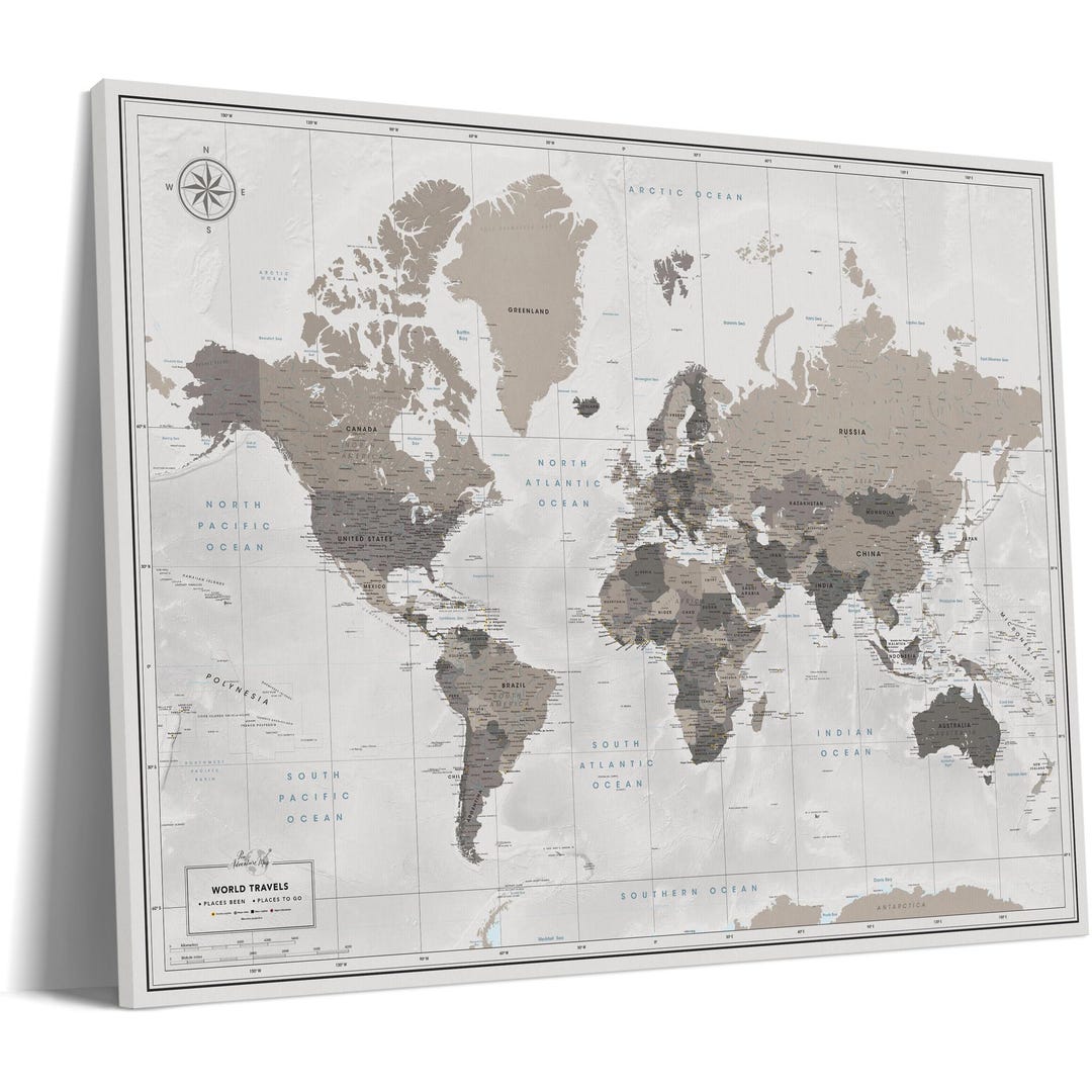 World Map Pin Board Canvas, Personalized Travel Tracker - Etsy