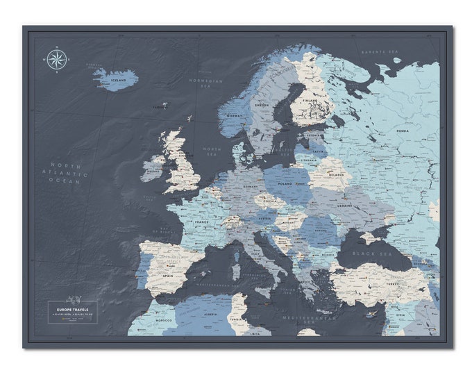 Europe Travel Map Cork Pin Board Desk Size - Etsy