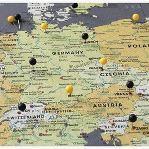 Europe Push Pin Map on Canvas - Detailed Travel Map With Pins - Europe ...
