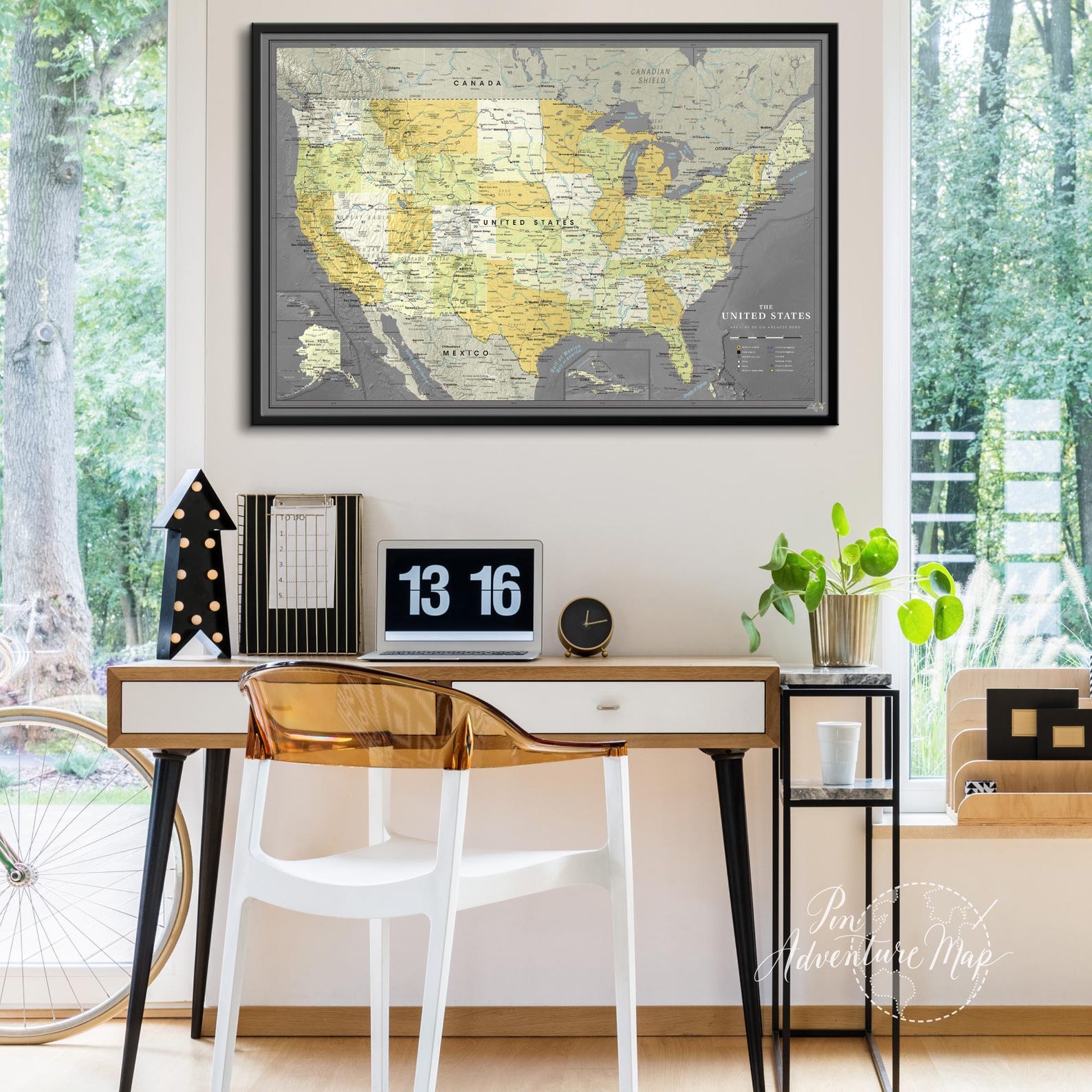 Framed Push Pin USA Map, Personalized Travel Pinboard - Etsy