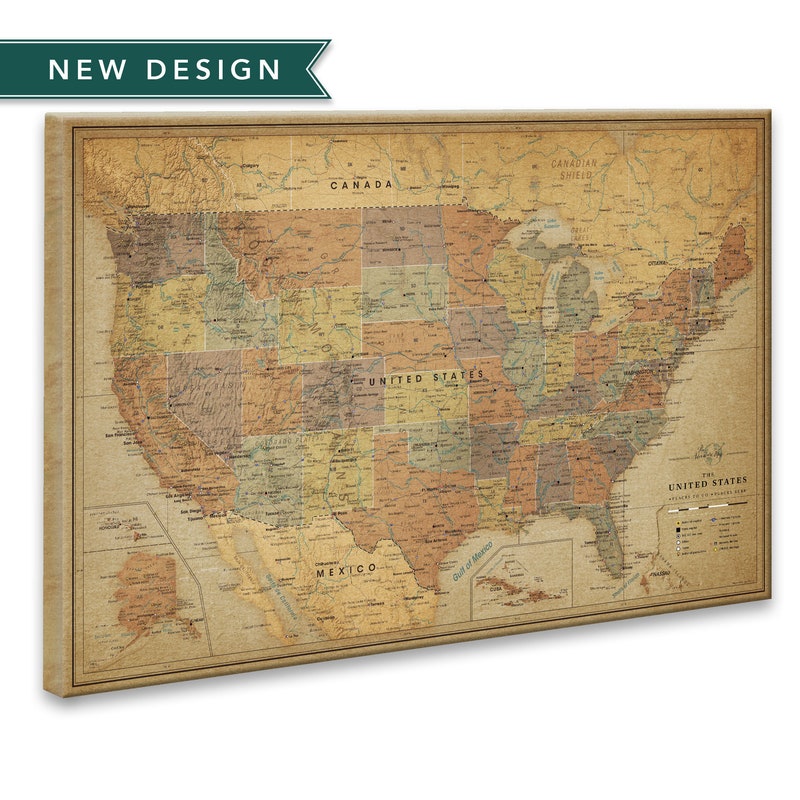 Vintage Usa Map - Etsy