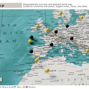 Minimalist Push Pin Map Personalized World Map Canvas Anniversary Gift ...