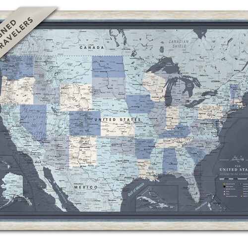 Vintage Style Push Pin United States Map Shown With Rustic - Etsy
