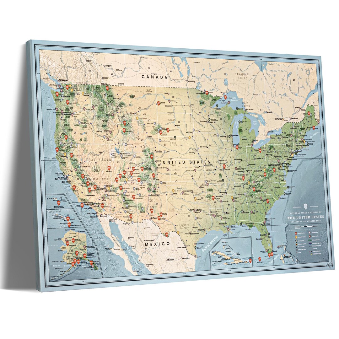 US National Park Map With Pins – Personalized Travel Tracker - Etsy
