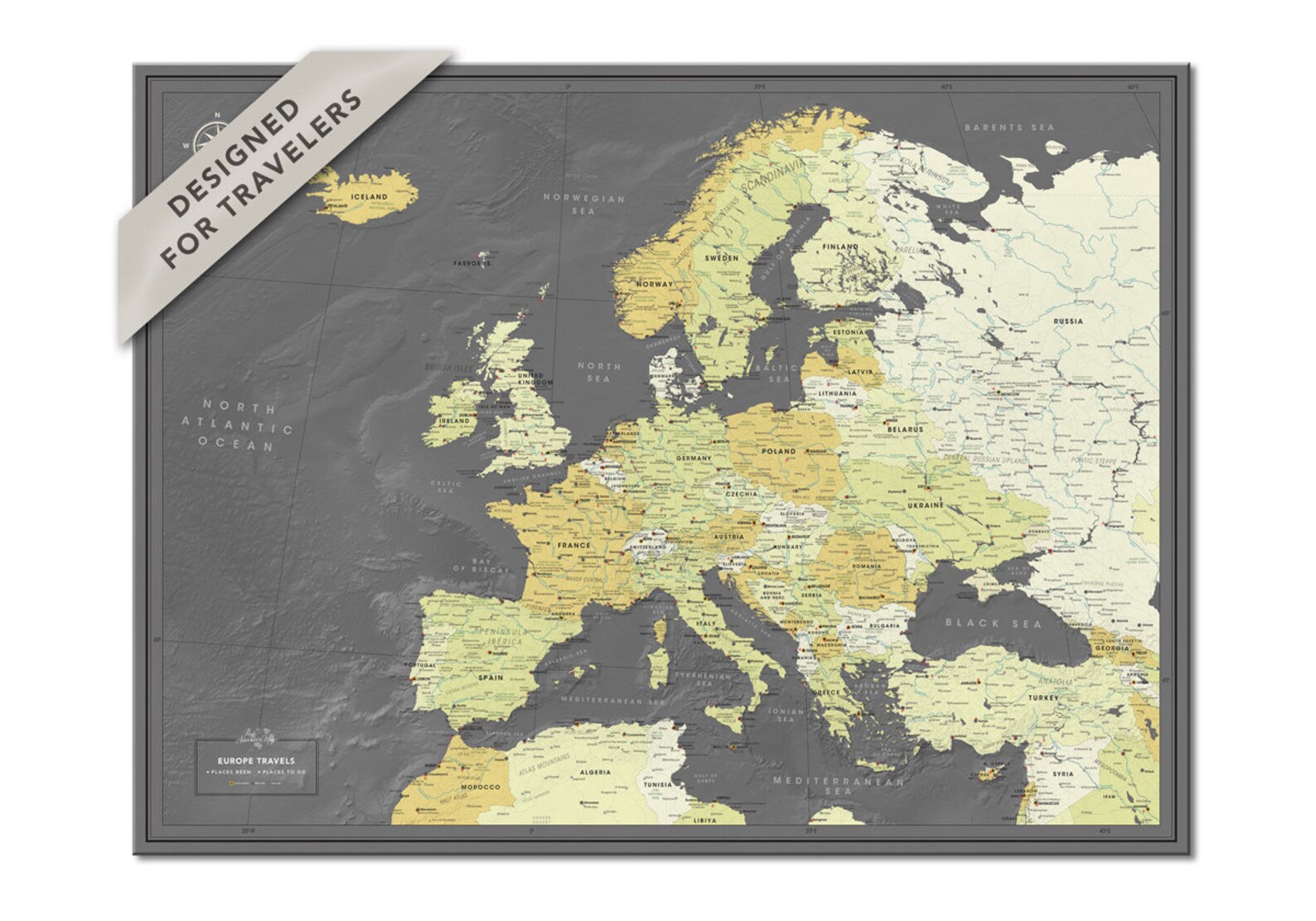 Europe Poster Travel Map With Push Pins European Map Pin - Etsy