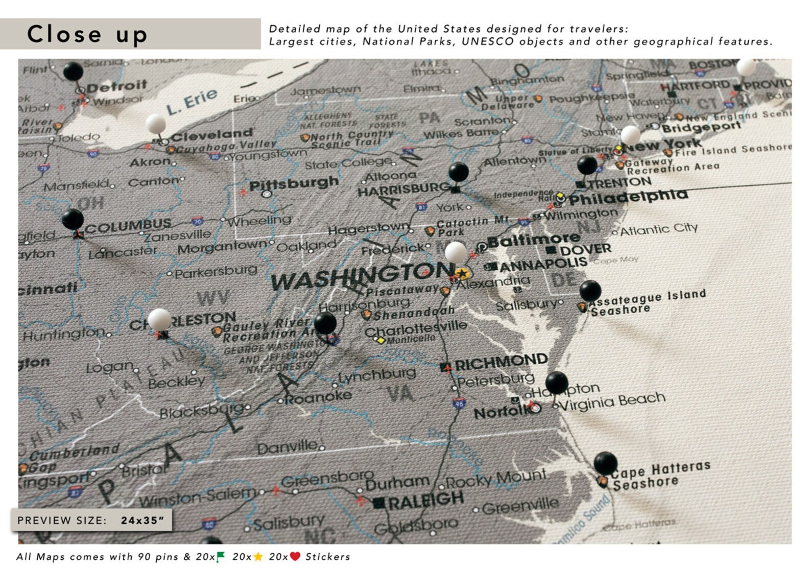 Push Pin Map USA Modern US Wall Map on Canvas | Etsy