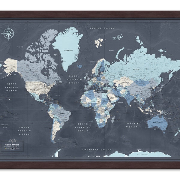 Framed World Map - Etsy