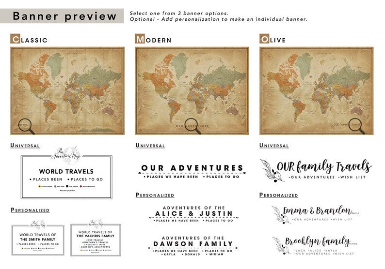 Vintage Style Map of the World Poster Family Travel Pin Map - Etsy UK