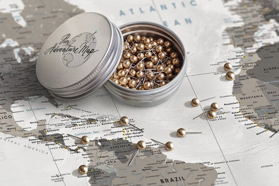 Metallic Gold Push Pins for Travel Map Pins for Push Pin Map - Etsy