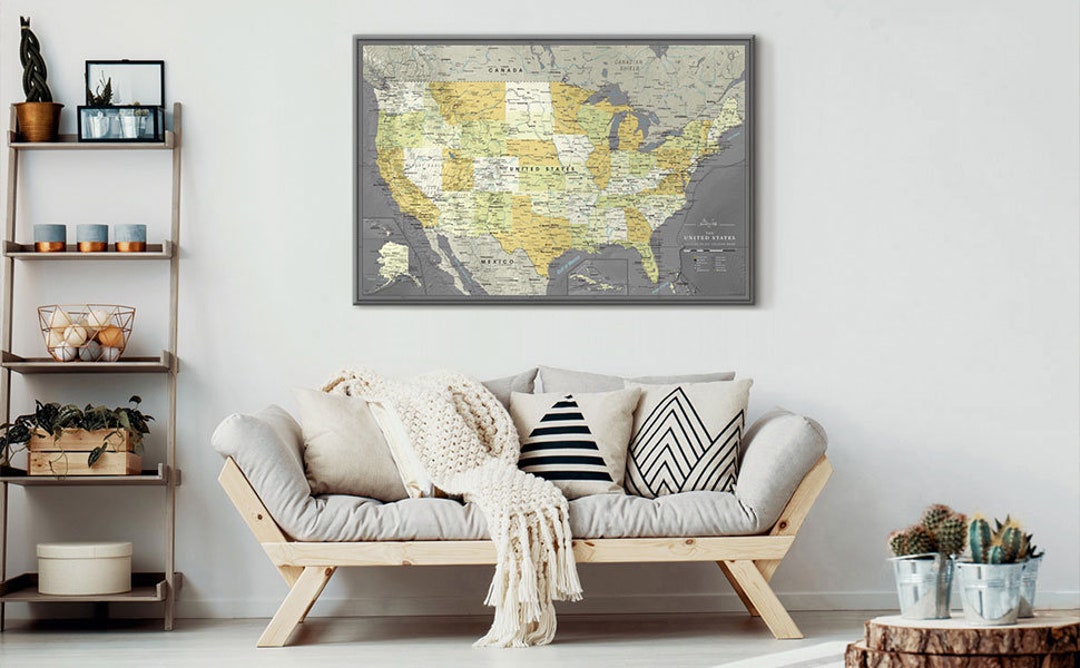Push Pin Map USA, US Map With Pins, Travel Map Pinboard With ...