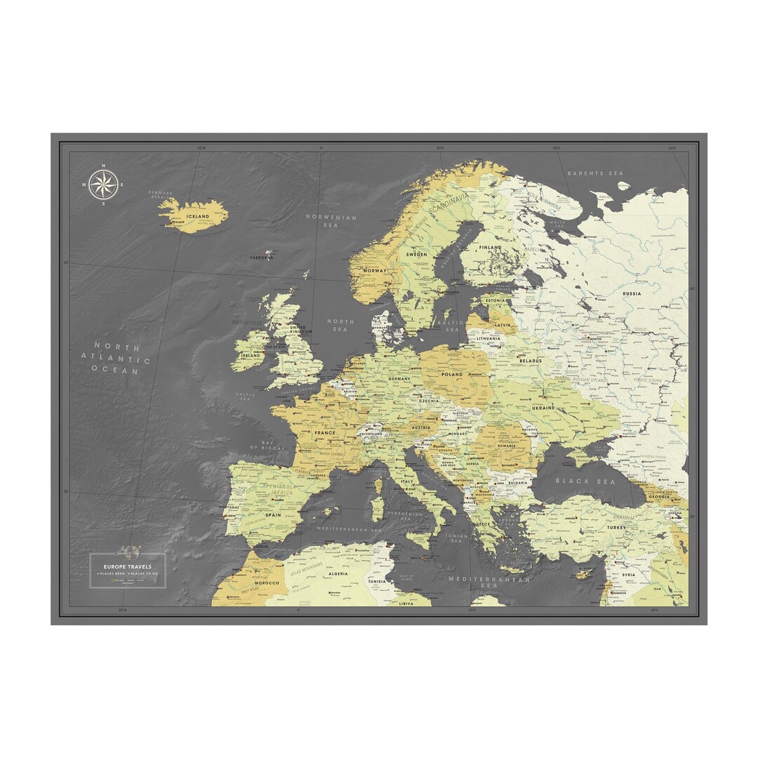 Europe Push Pin Travel Map – Personalized Adventure Pinboard - Etsy
