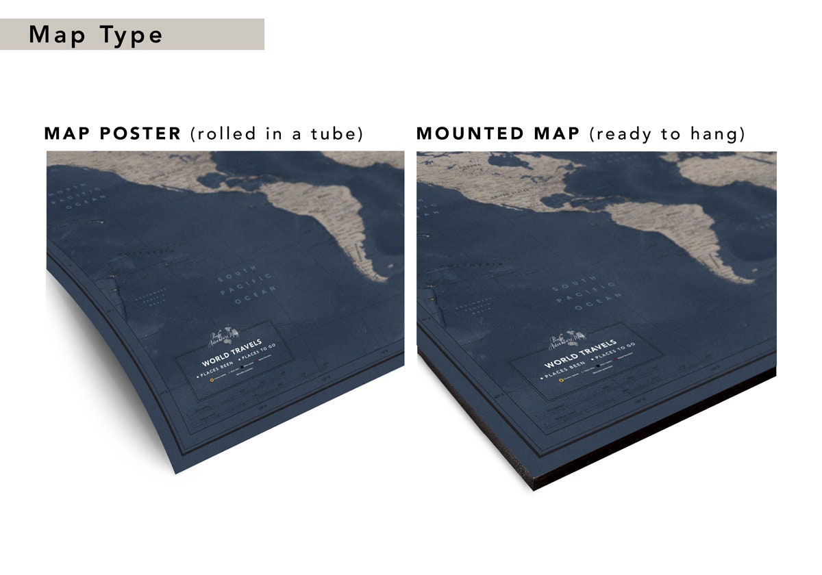 World Map Poster - Push Pin Travel Map - Anniversary Gift - Pinboard ...