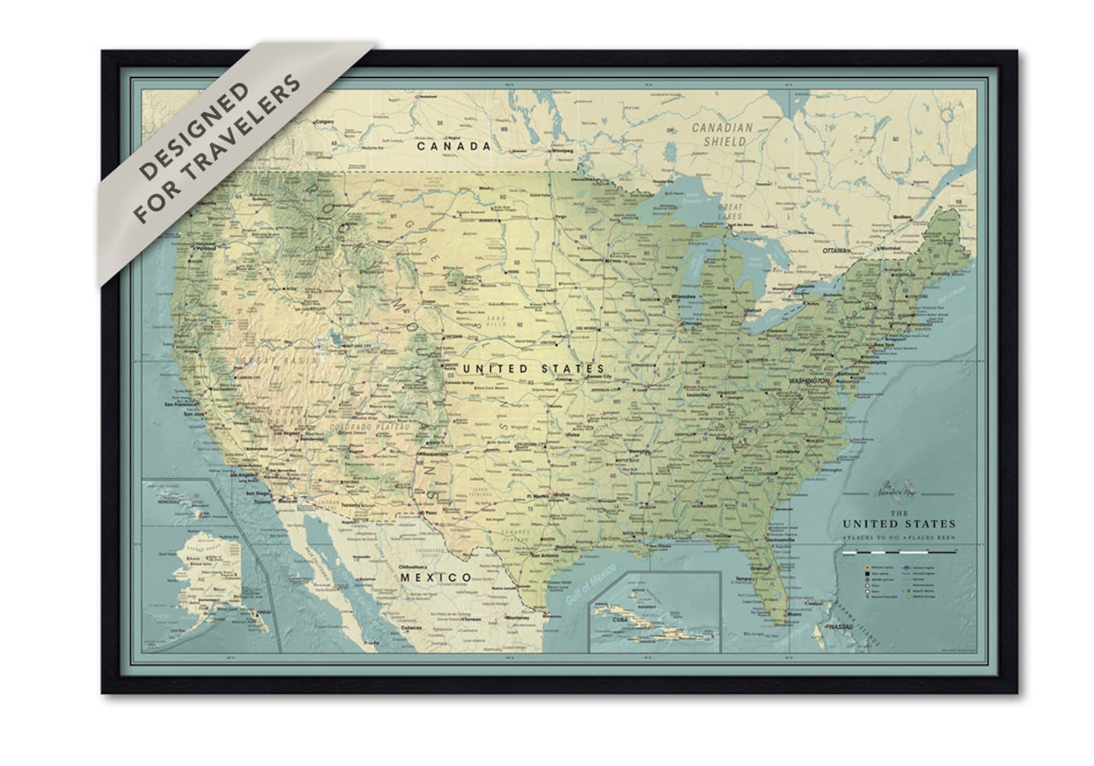 Framed Push Pin Map of the United States USA Travel Map - Etsy