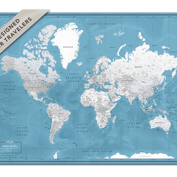 World Map for Travel Tracking - Etsy