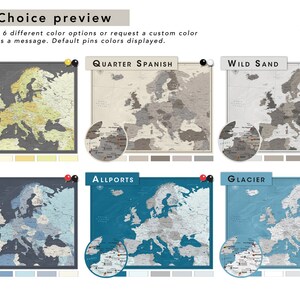 Framed Europe Travel Map With Pins Modern Design Europe Map - Etsy