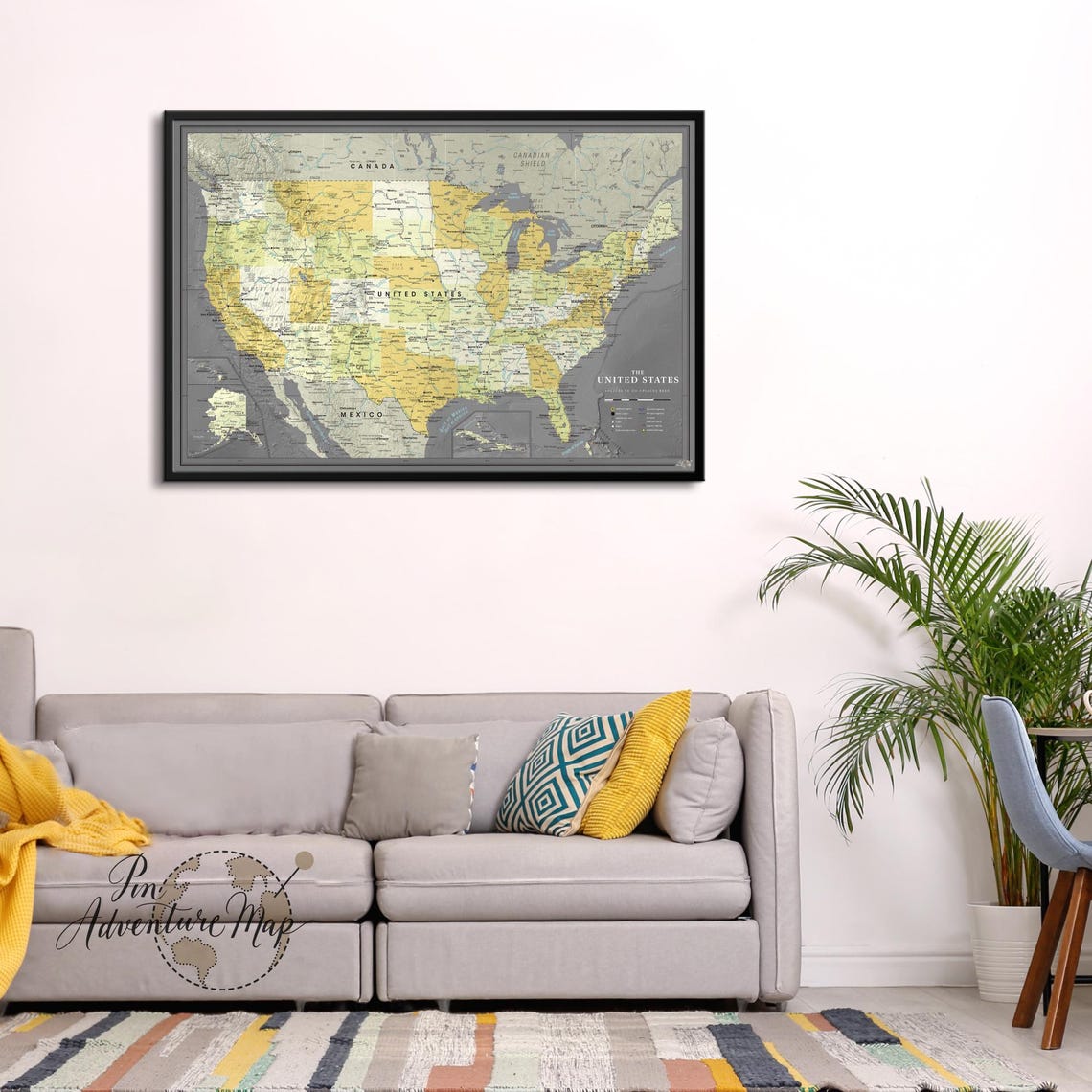 Framed Push Pin USA Map, Personalized Travel Pinboard - Etsy