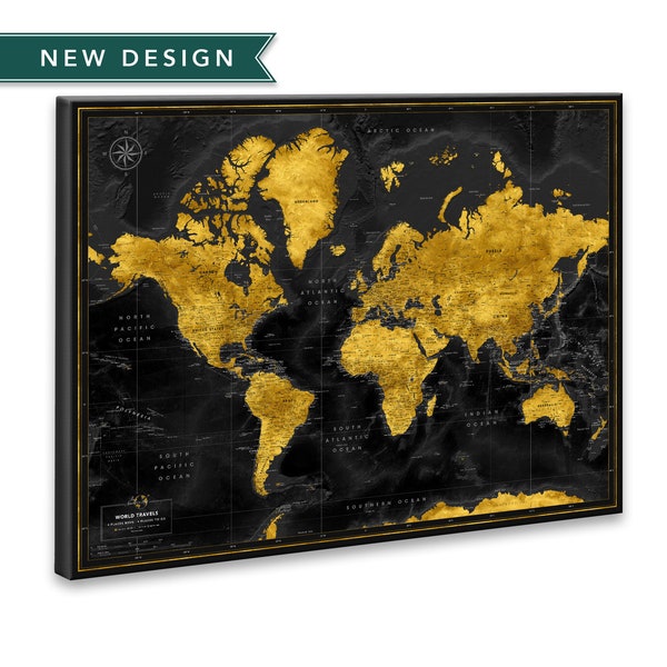 Gold World Map - Etsy