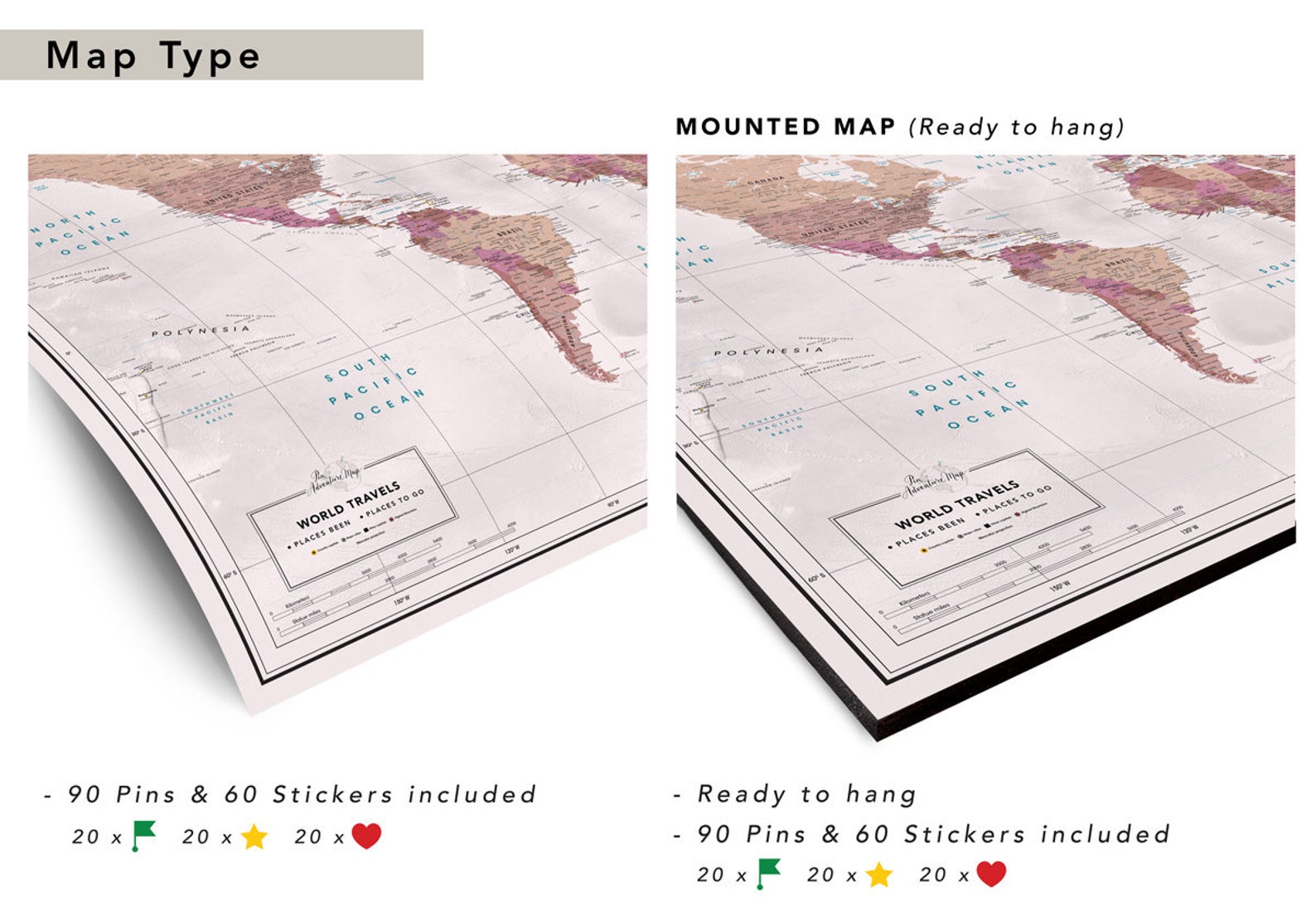 World Map Push Pin Poster Blush Pink Travel Map With Pins | Etsy