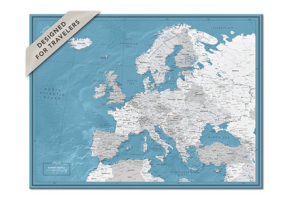 Europe Map Poster Personalized Map of Europe Travel Gift | Etsy