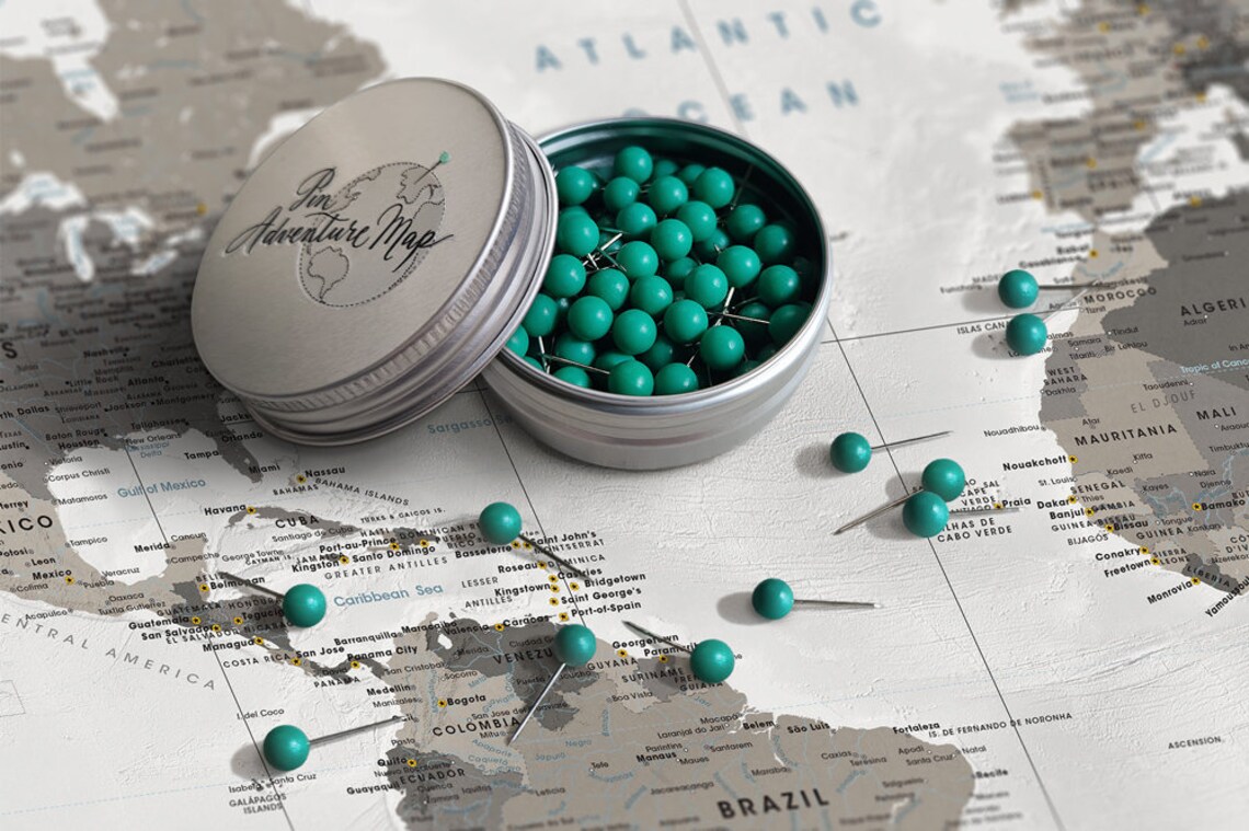 Map Push Pins Push Pins in Various Colors With Case / Pin on - Etsy