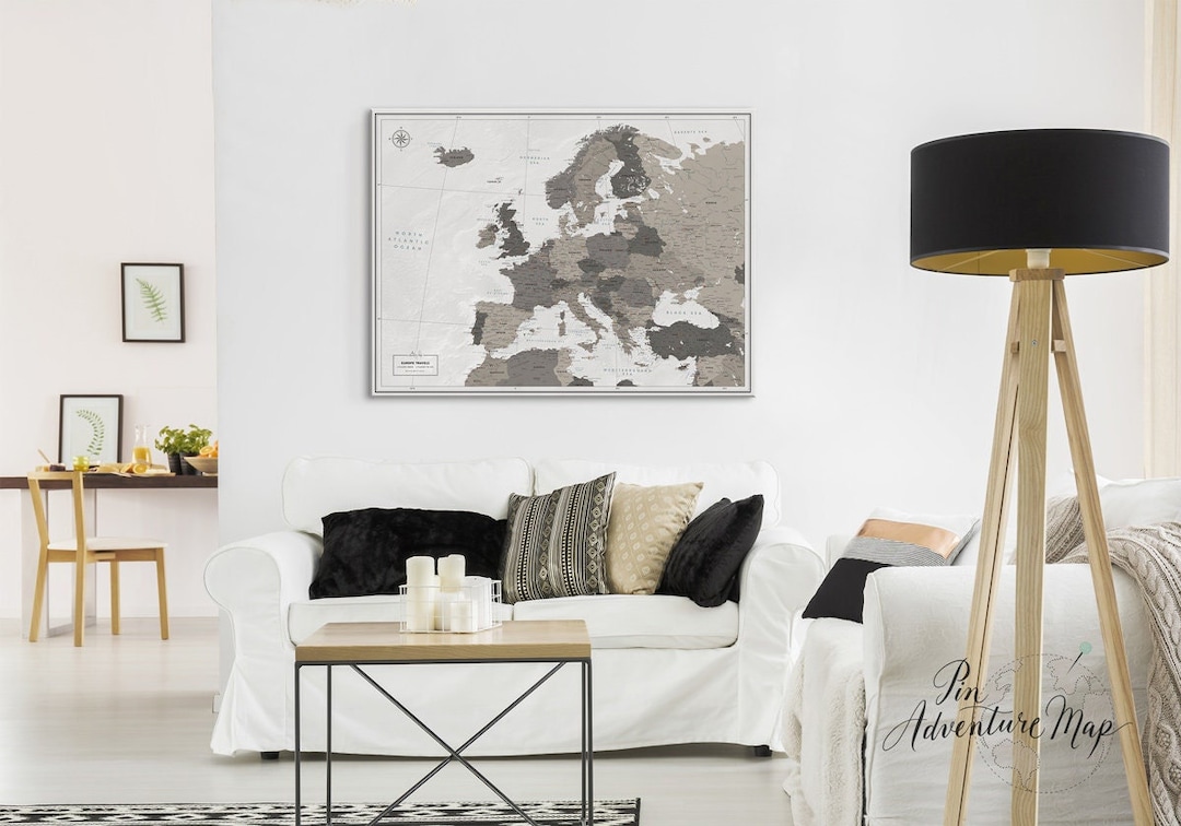 Europe Travel Map Print - Push Pin Poster - Gift for Traveler | Pin ...