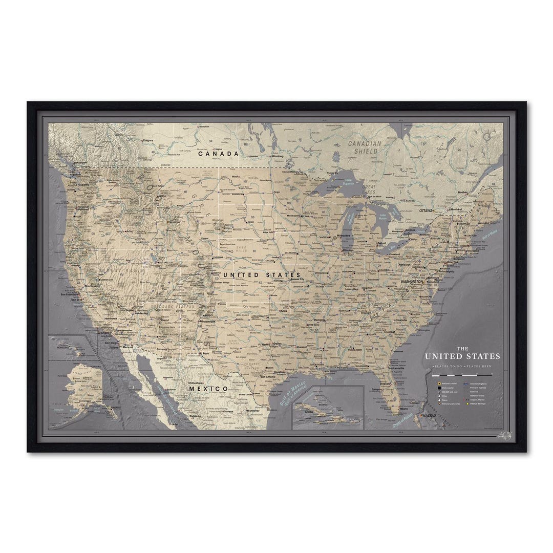 USA Push Pin Travel Map – Minimalist United States Pinboard - Etsy